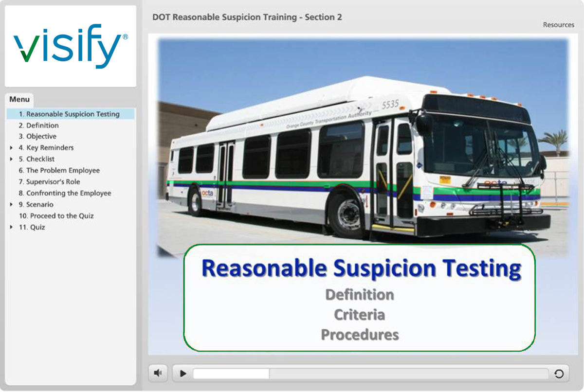 FTA Reasonable Suspicion Training for Supervisors - Courses - Visify